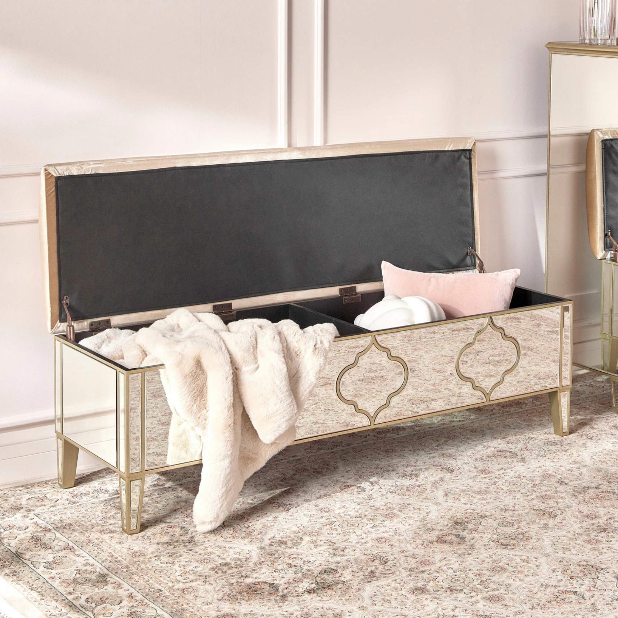 NIZAM Mirrored Moroccan Gold Collection - Bench | AVIVANA